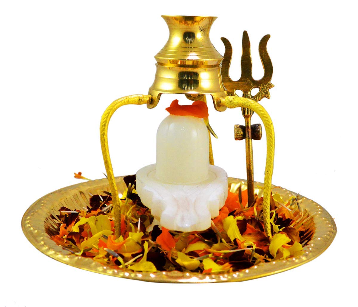 Buy White Shiva Lingam Marble Stone Set Stand and Abhishek Lota Kalash ...