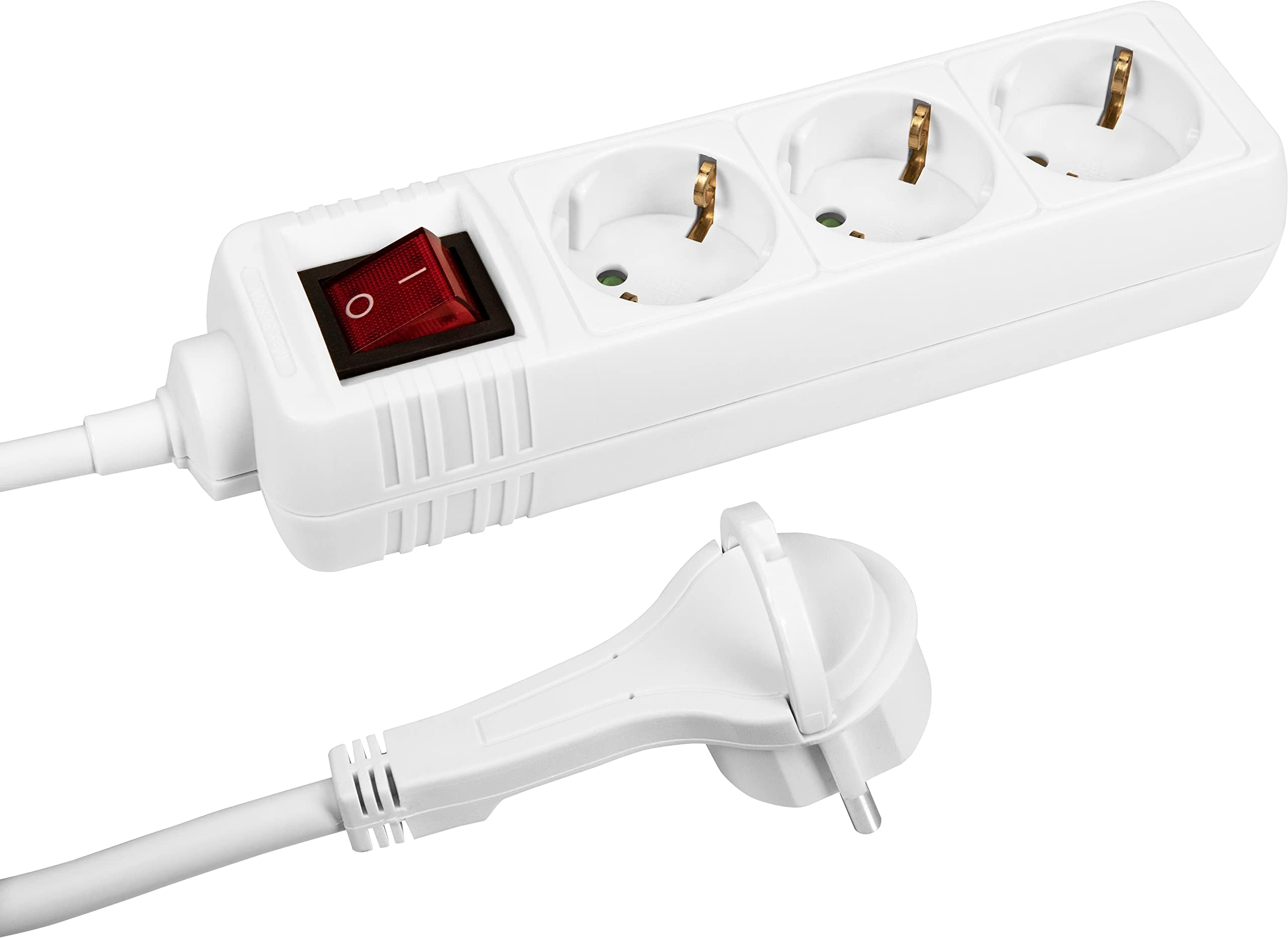 Meister Steckdosenleiste 3-fach, mit Zusatzstecker - 2 m Kabel - weiß ...