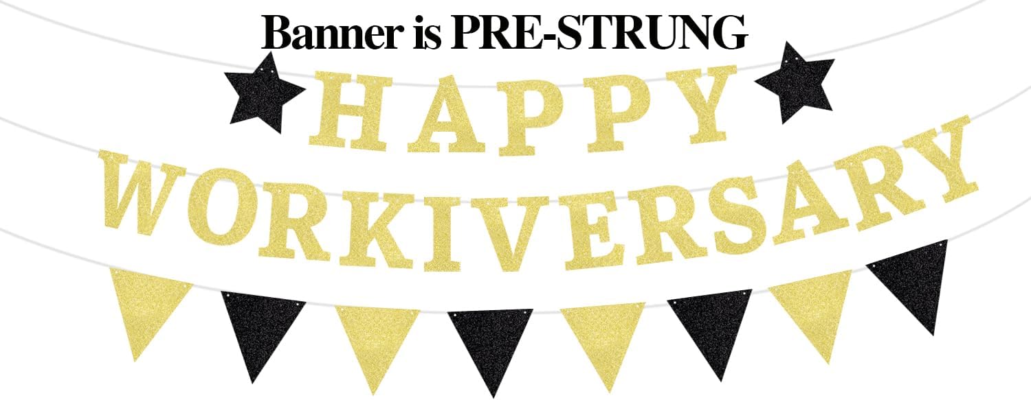 Amazon.com: AROKIPPRY Work Anniversary Decorations,Pre-Strung gold ...