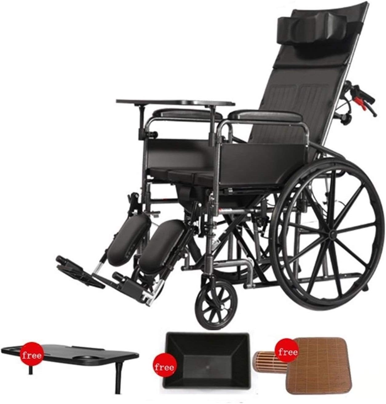 Amazon.com: High Back Reclining Commode Wheelchair, Folding Bathroom ...