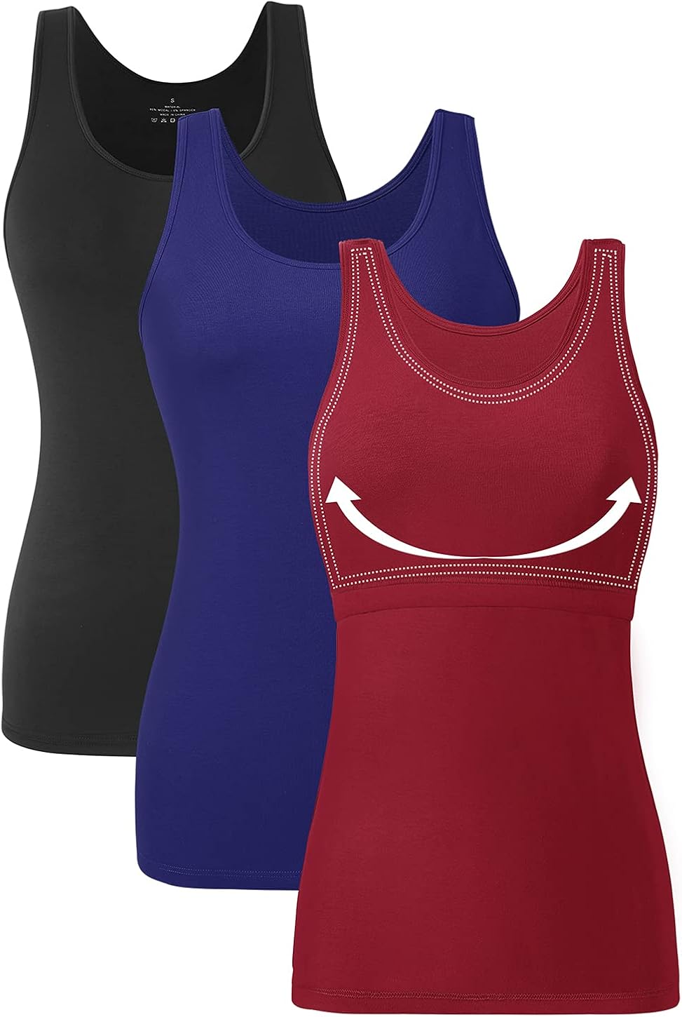 Orrpally Basic Tank Top with Bra for Women Cotton Shelf Bra Undershirt ...