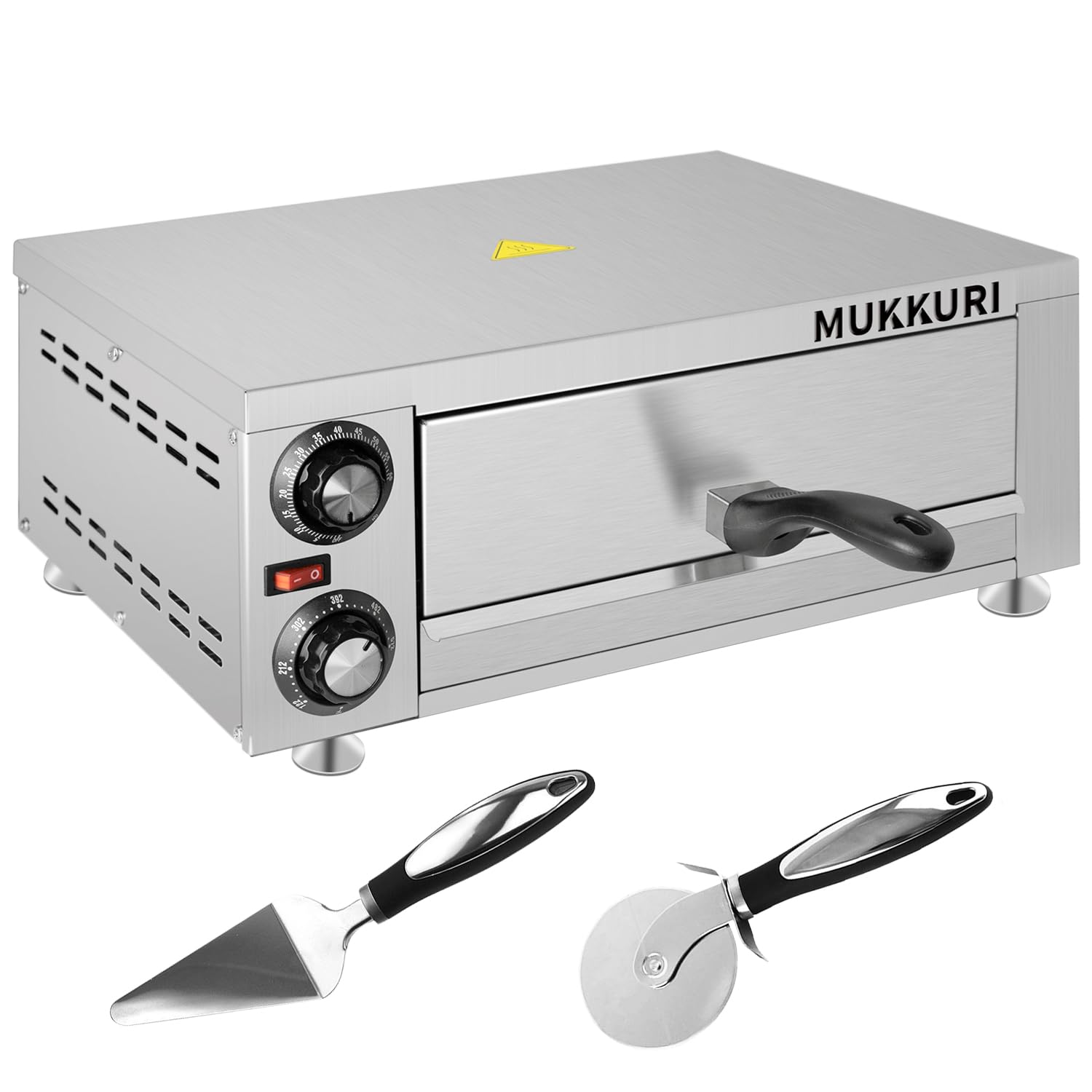 Mukkuri Electric Pizza Oven, Stainless Steel Pizza Baker with Handle ...