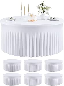 Amazon.com: gogoparti 6 Pack White 60 inch Round Spandex Tablecloth for ...