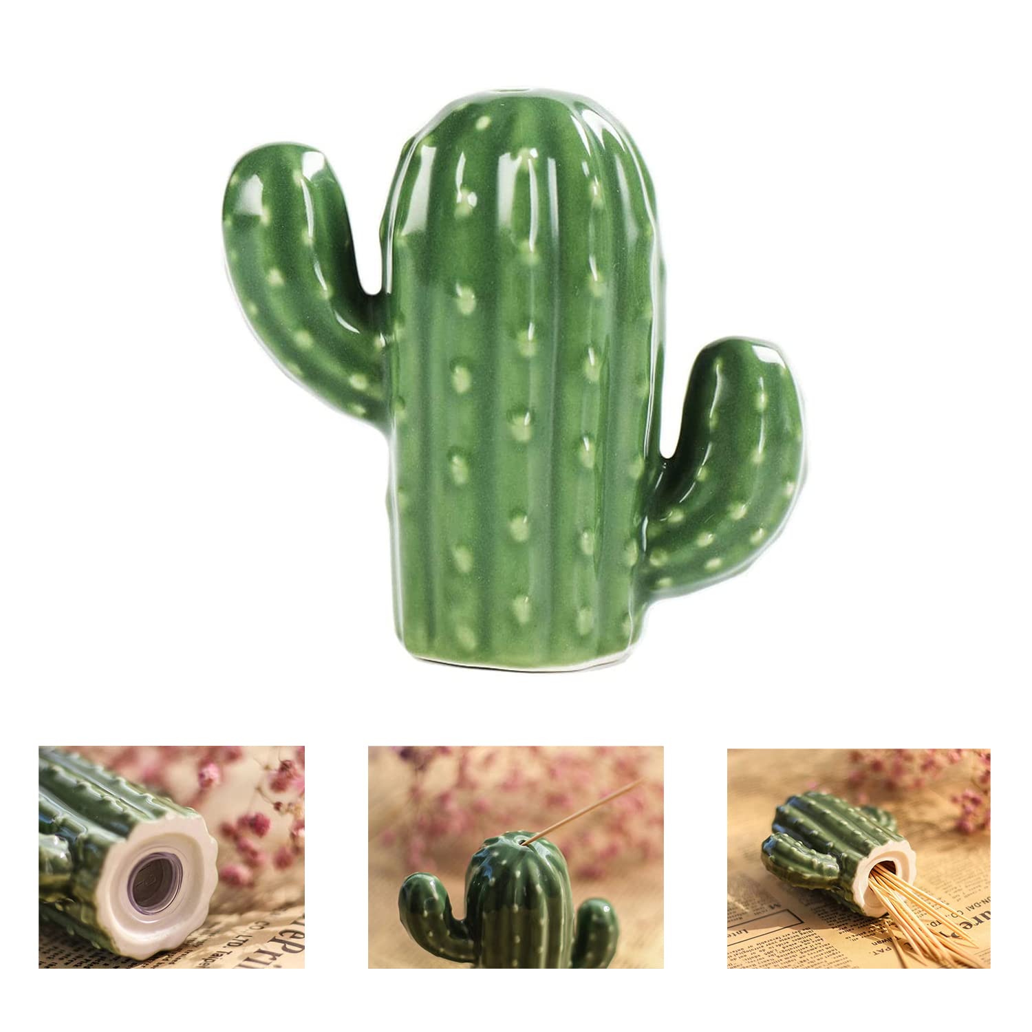 Amazon.com: YILIUJIU Toothpick Holder Boxes Cactus Ceramic Toothpicks ...