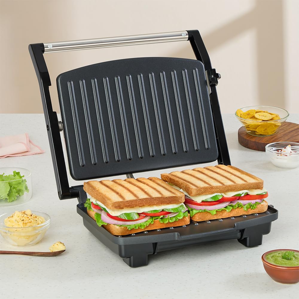 Buy Borosil Elite Prime Grill 1000 Watt Sandwich Maker, 2 Slice ...
