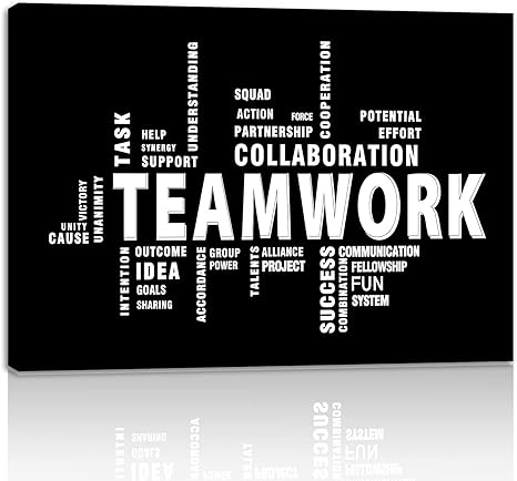 Amazon.com: Teamwork Canvas Wall Art - Large Framed Motivational Quotes ...