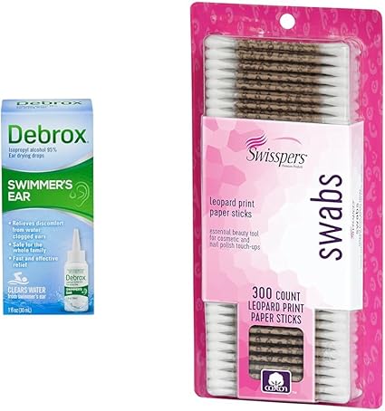 Amazon.com: Debrox Swimmer's Ear Drops, 1 Fl Oz & Swisspers Premium ...