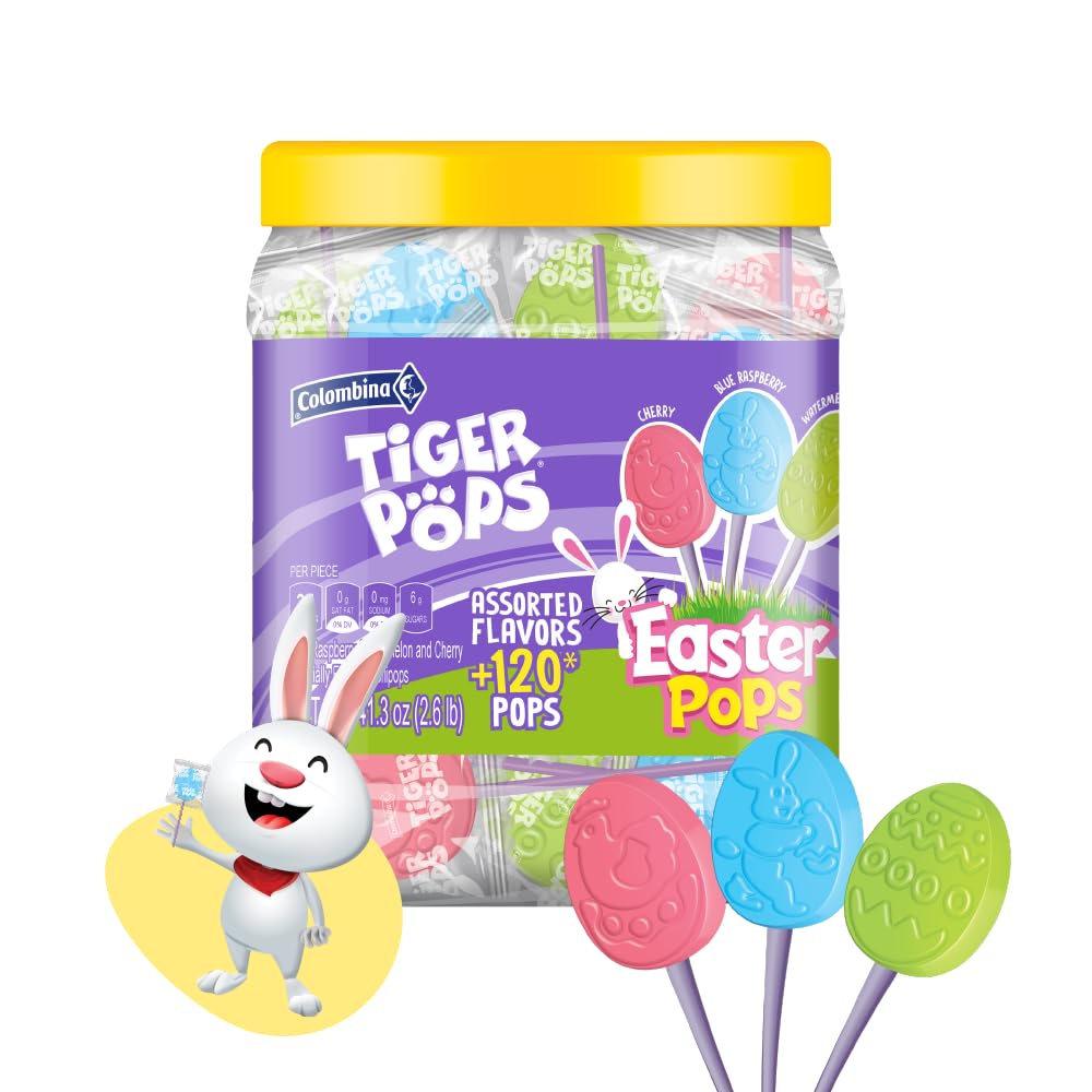 Amazon.com : Colombina Tiger Pops Easter Jar, Watermelon, Blue ...