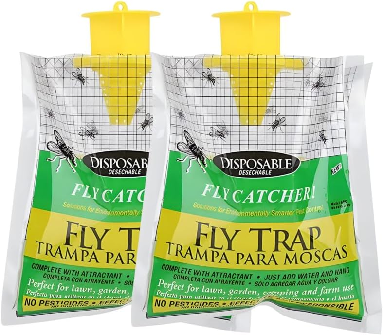 2 Pack Easy Outdoor Fly Trap Bag with String Disposable Hanging Fly ...
