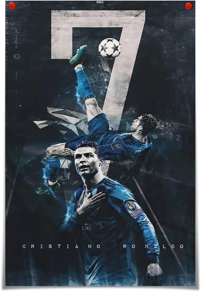 CR7 Cristiano Ronaldo Poster（1）, Motivational Soccer Star Canvas Wall ...