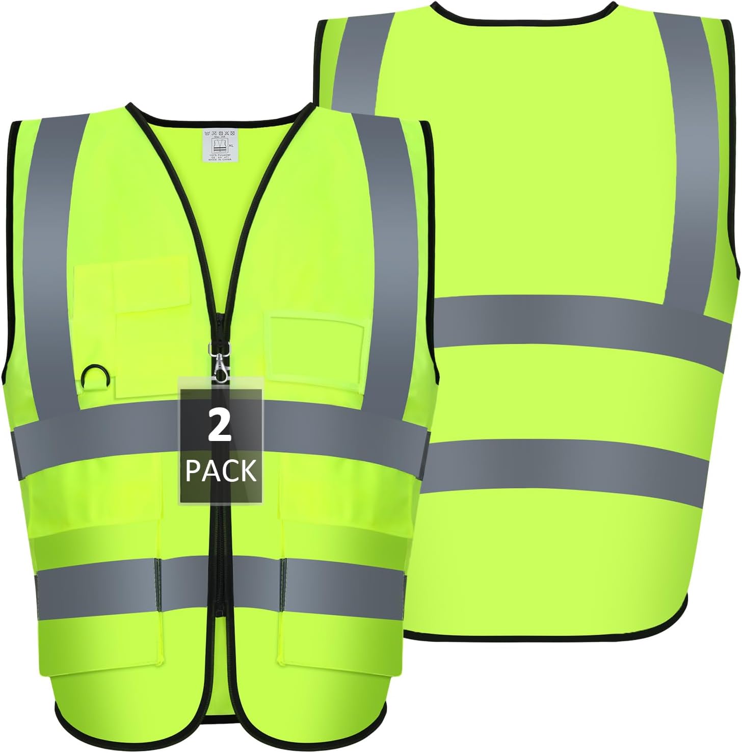 Partideal 2 Pcs Hi Vis Vests for Women Men,High Visibility Safety Vest ...