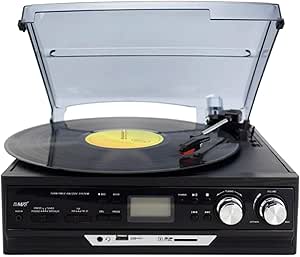 Amazon.com: Record Player Belt-Driven 3-Speed,Turntable with Stereo ...