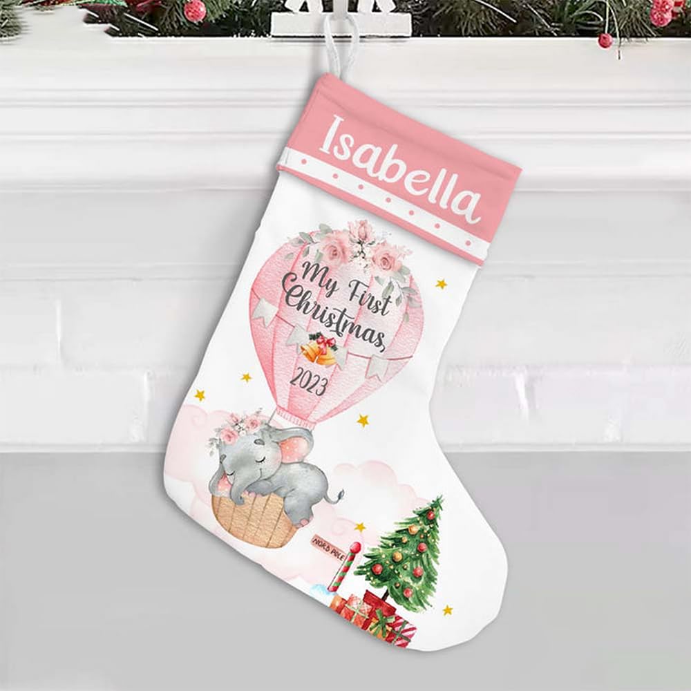 Amazon.com: Lovely POD Personalized First Christmas Stocking, Custom ...