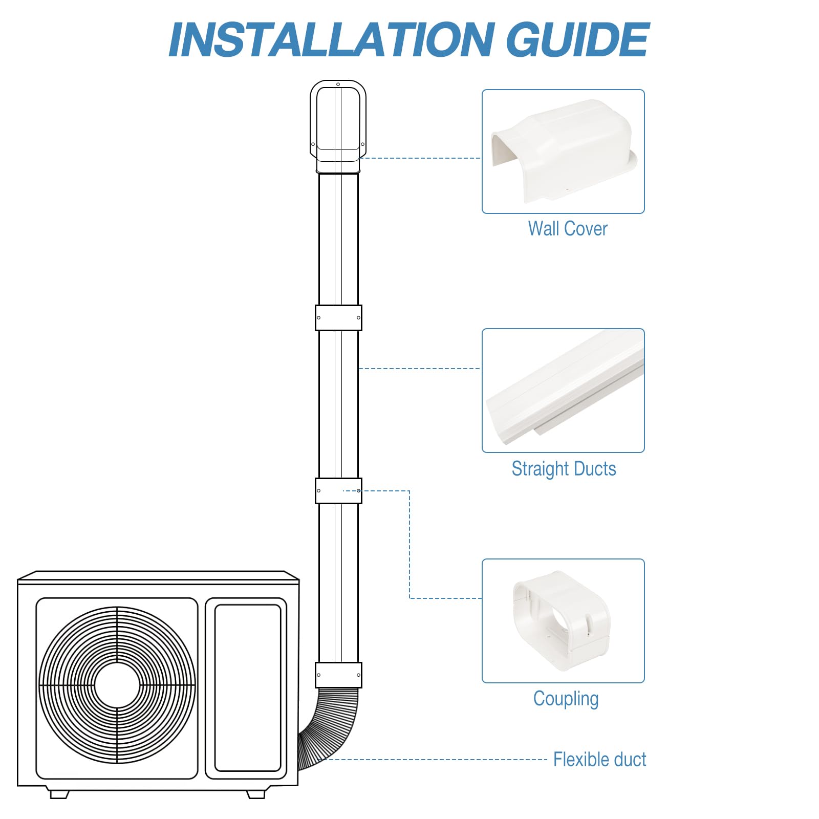 Snapklik.com : 4" W 9Ft L Line Set Cover Kit For Mini Split Air ...