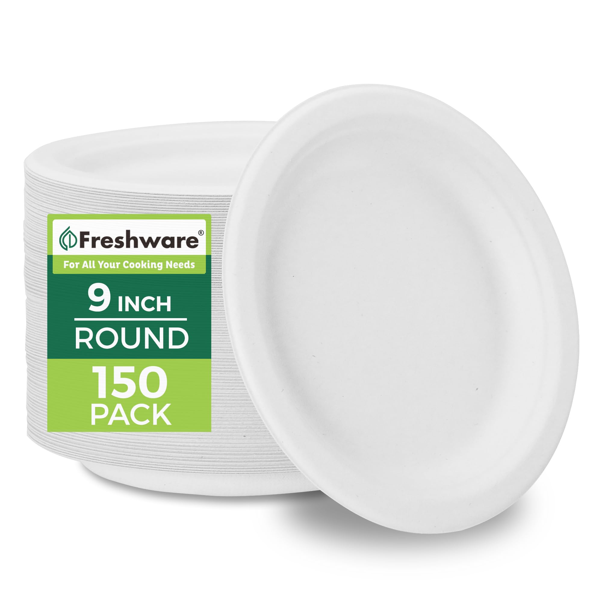 Amazon.com: Freshware Paper Plates - Disposable 9" Plate, Biodegradable ...