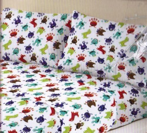 Amazon.com: Morgan Kids Full Sheet Set Microfiber - Monsters (White ...