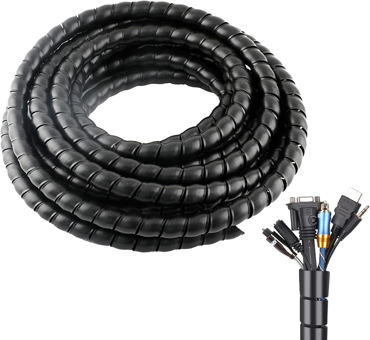 EACHPT Kabelschlauch, Spiralschlauch Kabel Schwarz 3M, Flexible ...