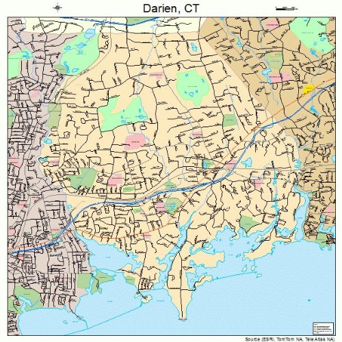 Amazon.com: Large Street & Road Map of Darien, Connecticut CT - Printed ...