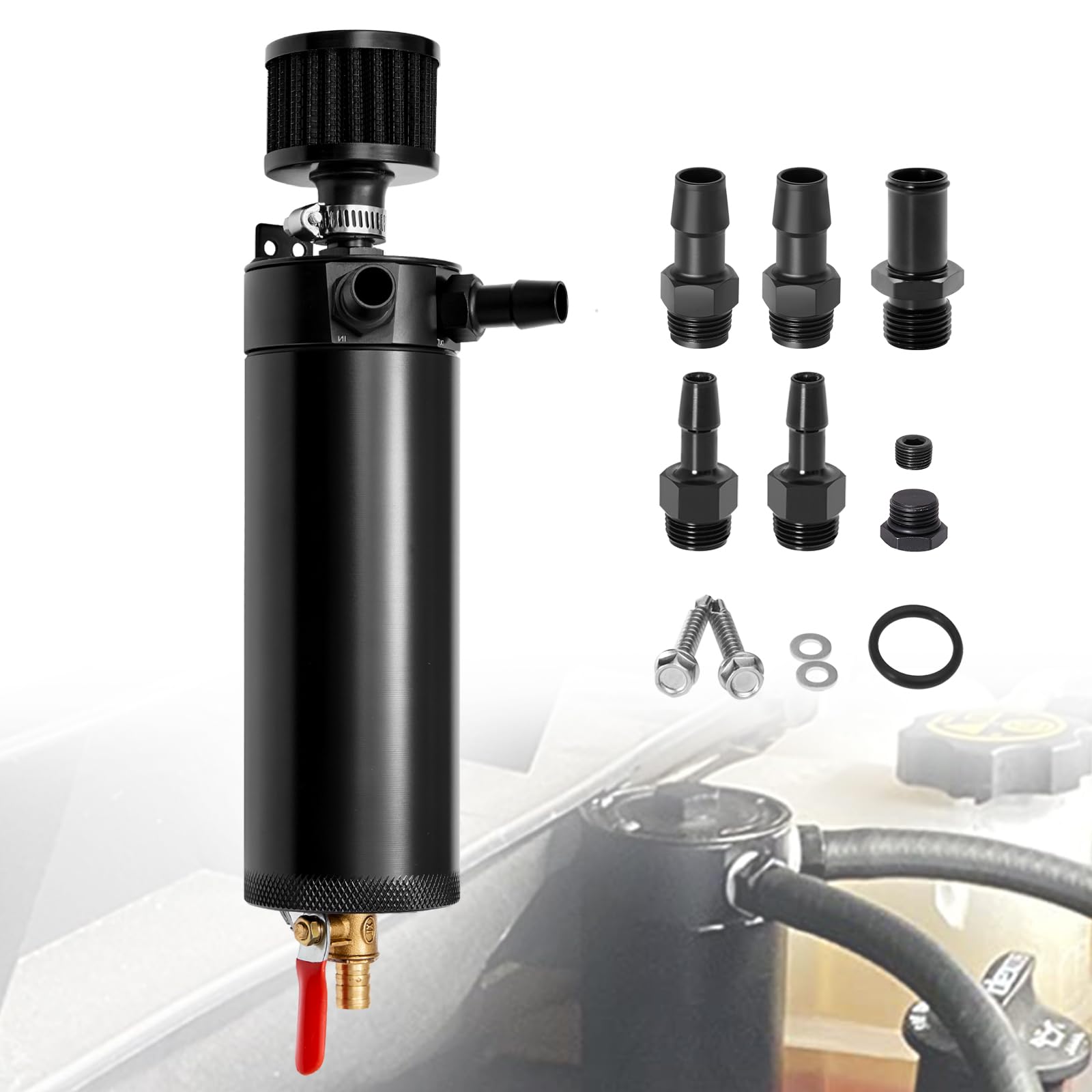 Amazon.com: Universal 750m Billet Aluminum 2 Port Baffled Oil Catch Can ...