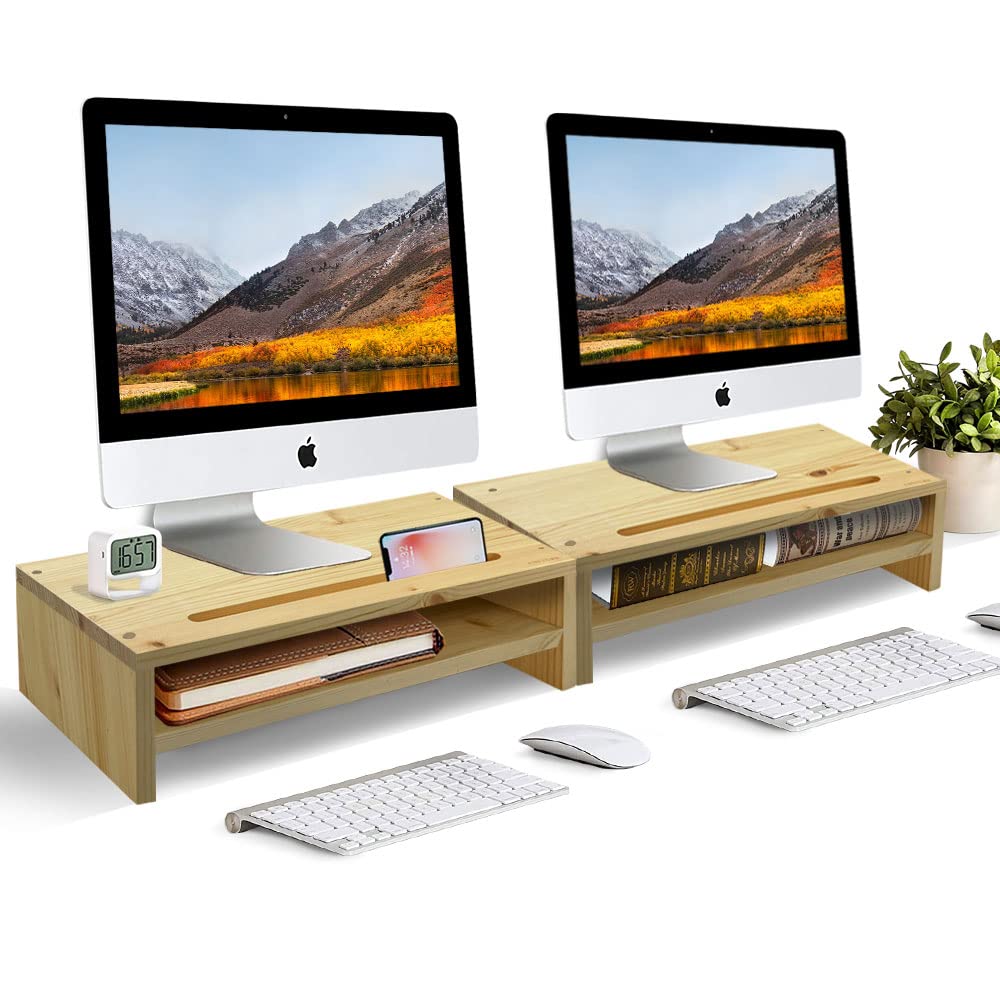 Amazon.com: Uniture Wood Monitor Stand - 2 Shelf 2p - Multi Purpose ...