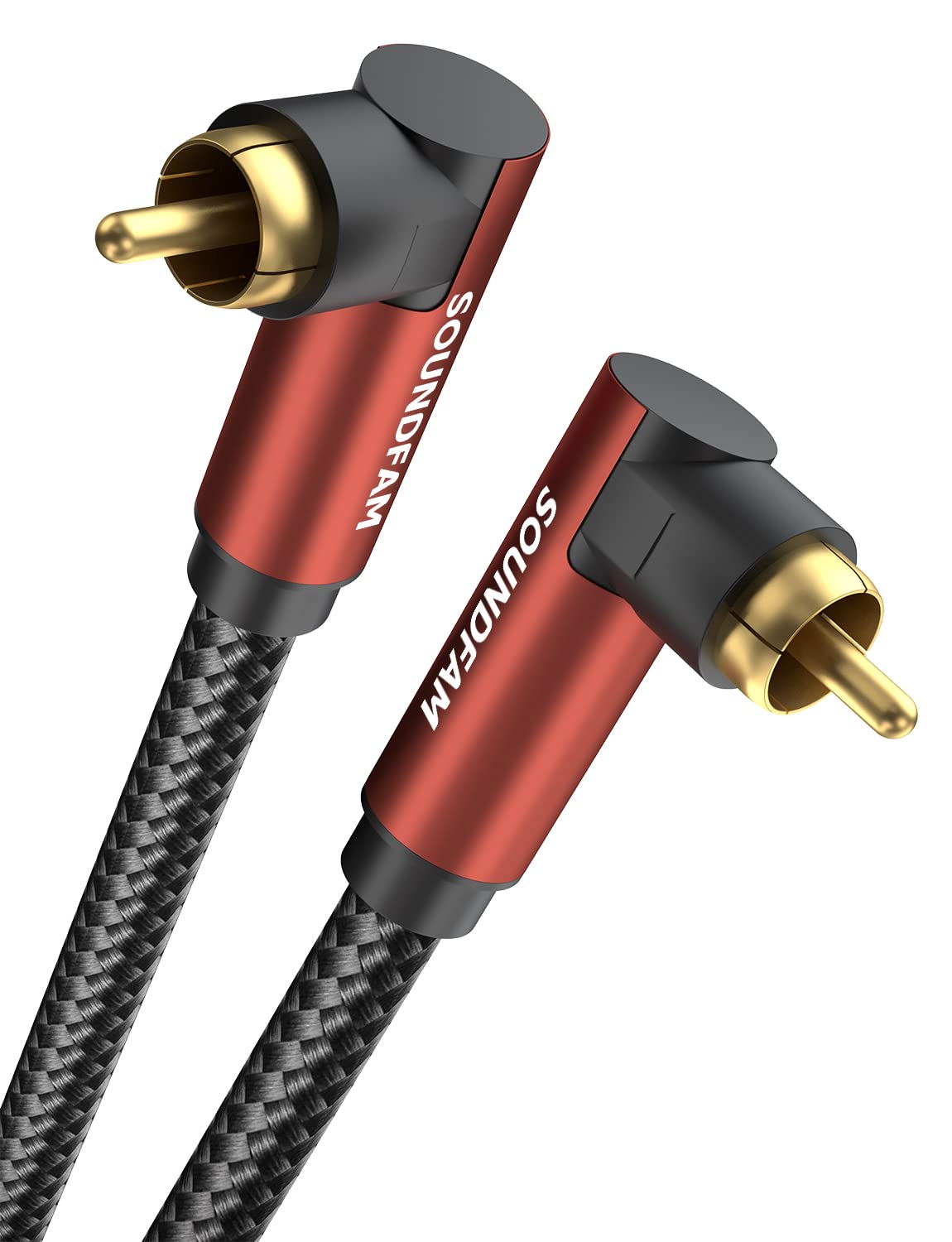 Snapklik.com : SOUNDFAM Dual 90 Degree RCA Cable Rigth Angle Subwoofer ...