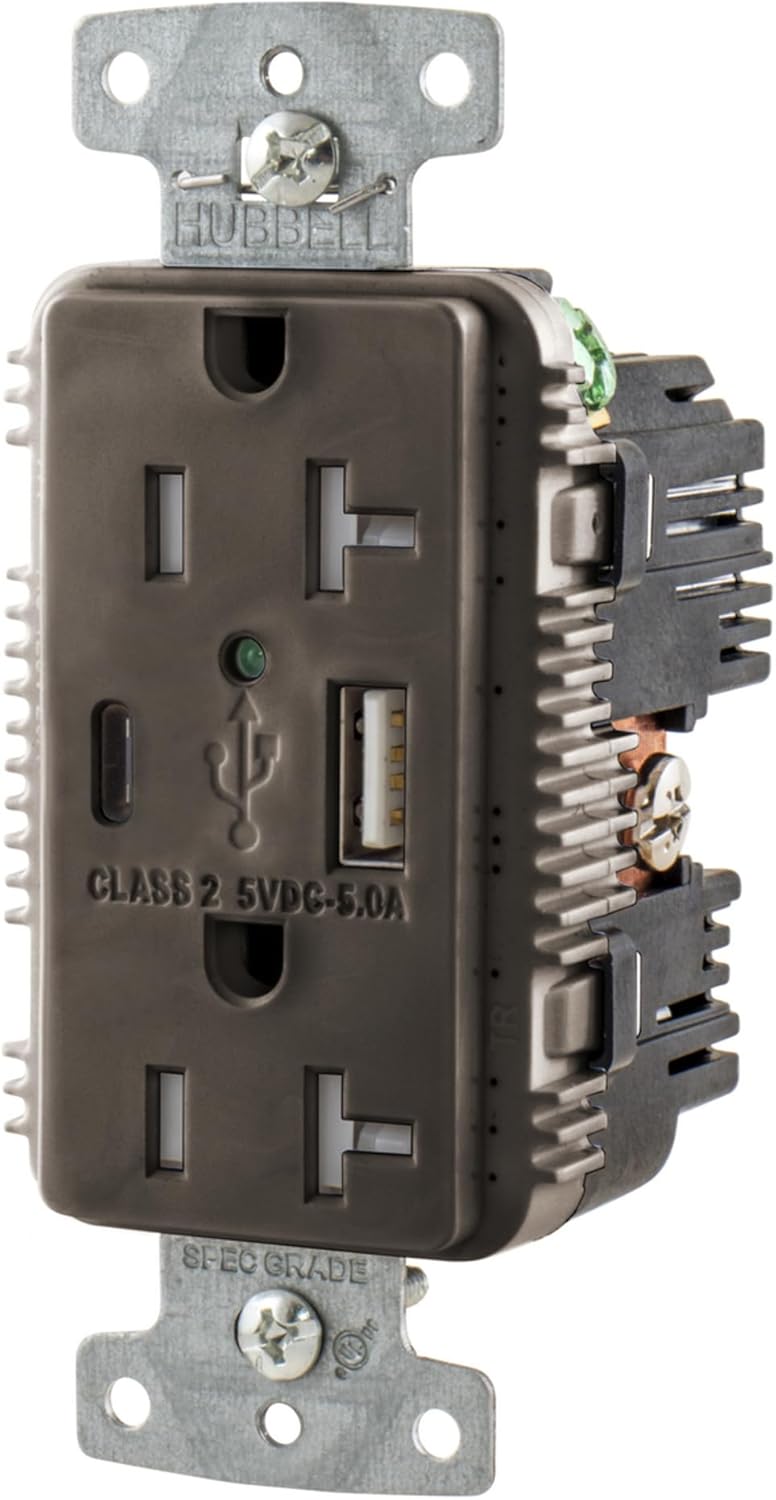 Amazon.com: Hubbell USB20AC5 20 Amp 125V USB Charging Receptacles ...