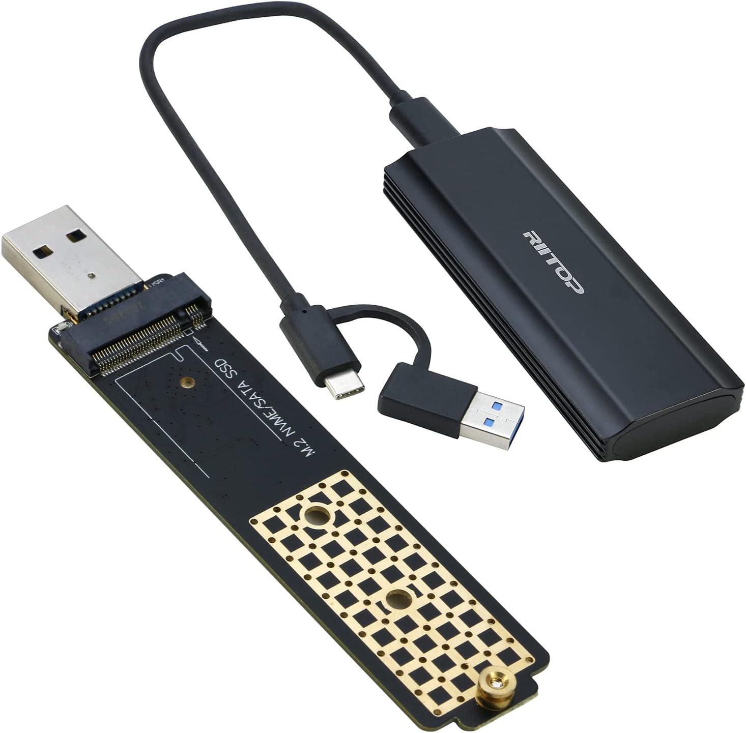 Amazon.com: Adaptador M.2 a USB + carcasa M.2 a USB-C sin herramientas ...