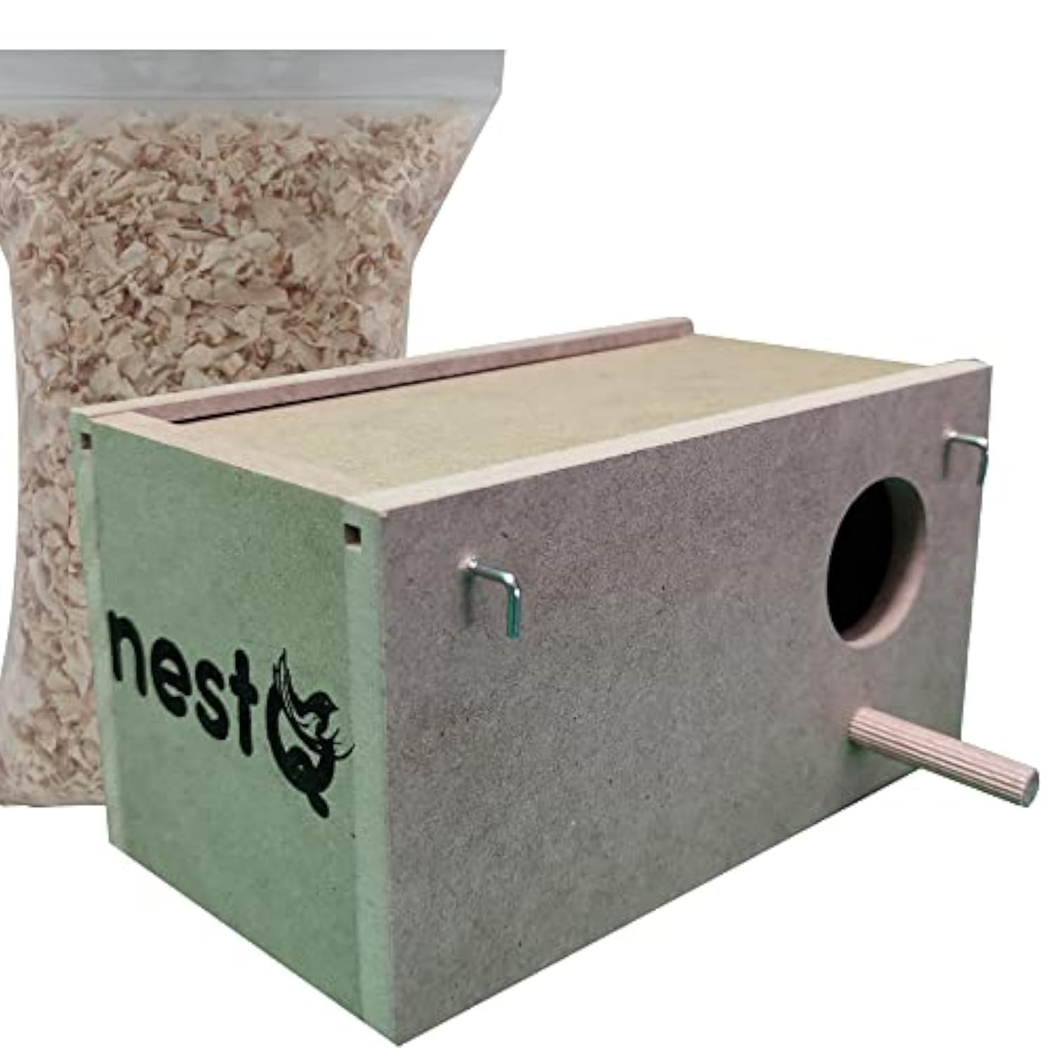 nestQ Wooden Budgie Nesting Box with Secure Hooks - Spacious, Eco ...