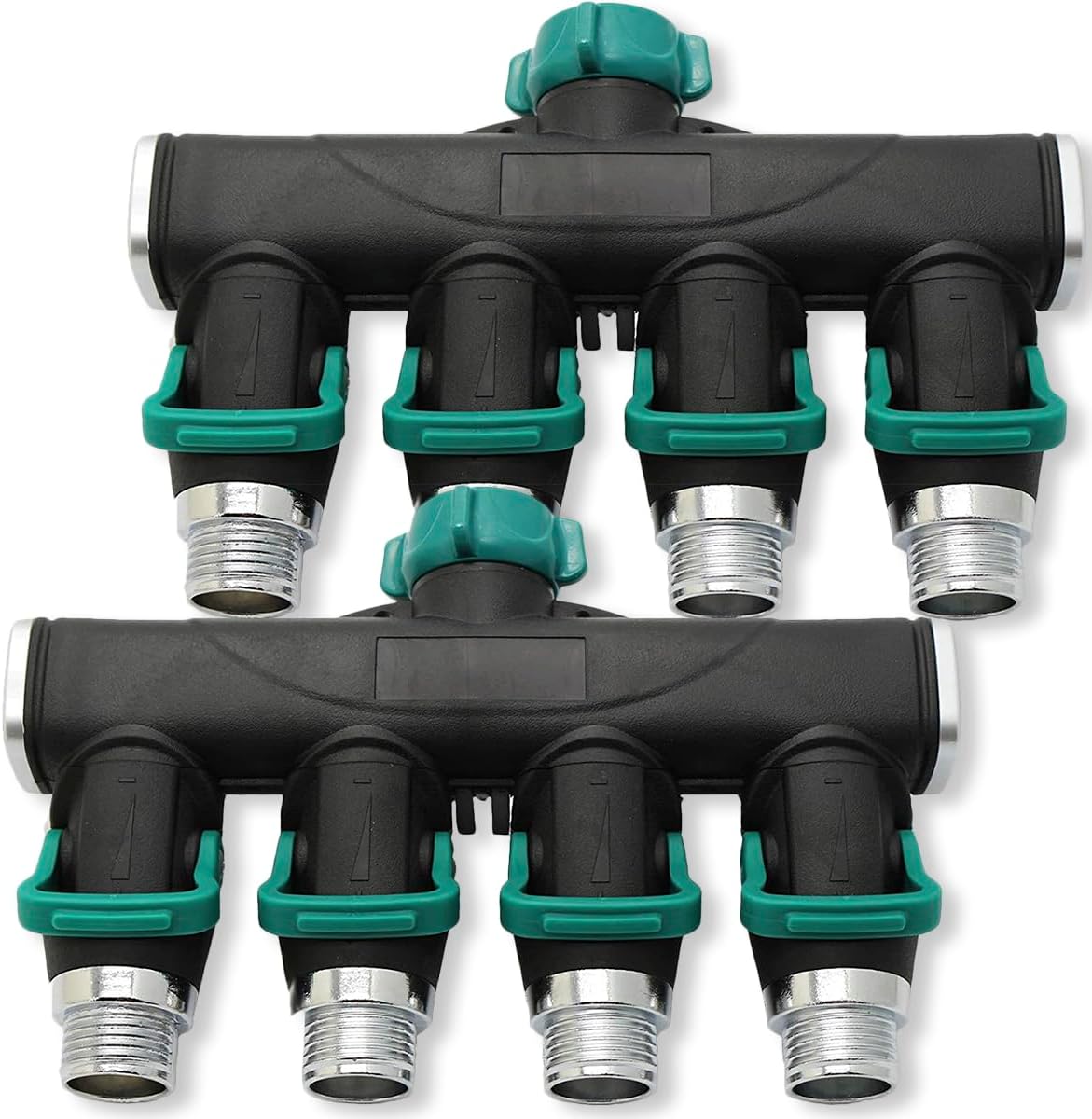 4 Way Hose Splitter, Metal Hose Connector, 2 Pack Heavy Duty Garden ...