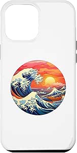 Amazon.com: iPhone 12 Pro Max Great Art Aesthetic Tsunami boys Wave off Kanagawa Japanese Case ...