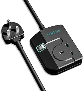 Black Extension Lead, J Elektro Single Socket Heavy Duty Extension Lead ...