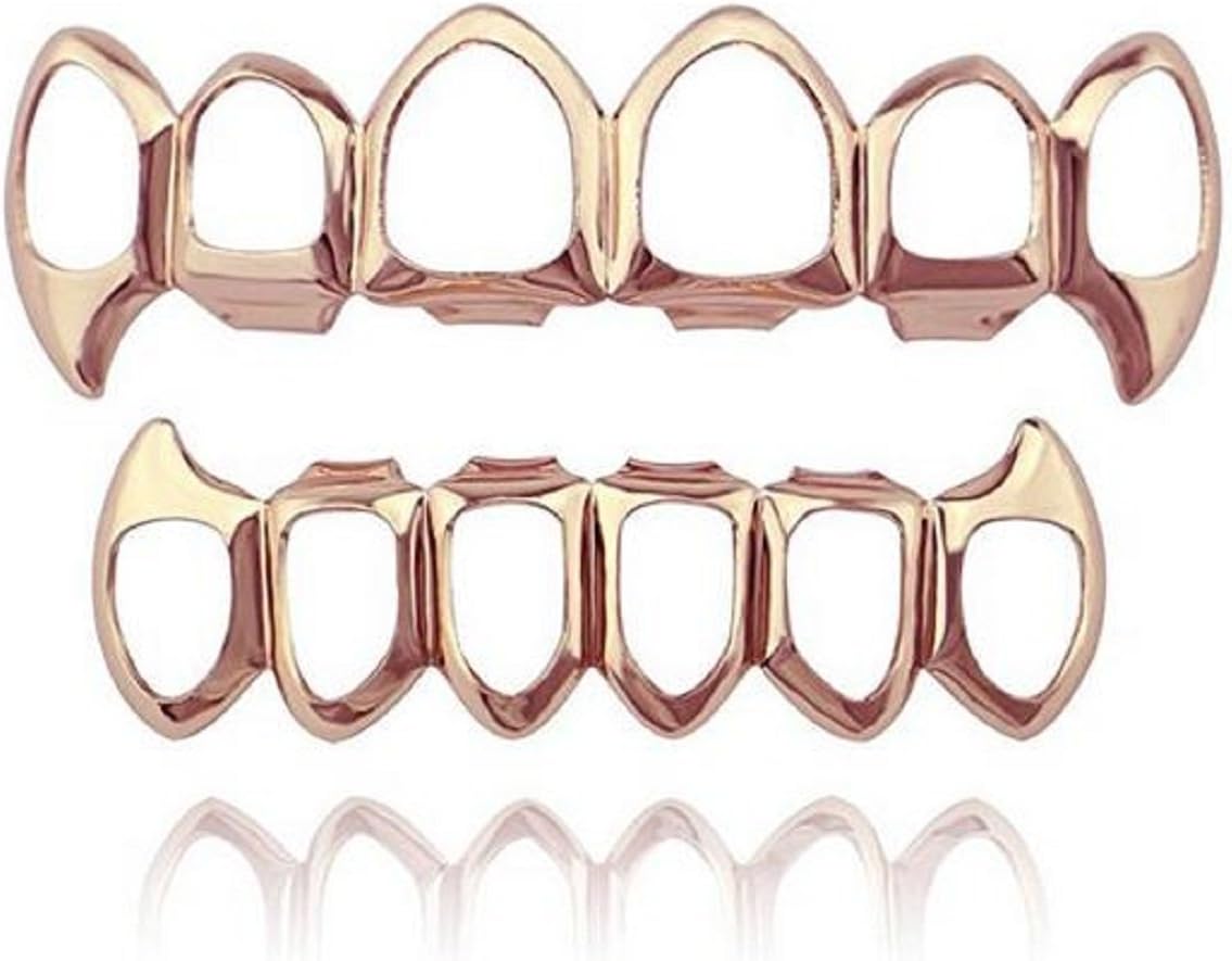 Amazon.com: Mainlead Open Face Outline Grills 6 Teeth Top and Bottom ...