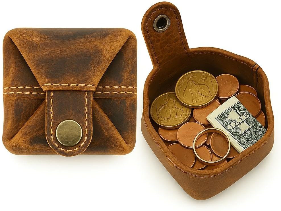 Amazon.com: Leather Coin Pouch - Compact Change Holder and Mini Pocket ...