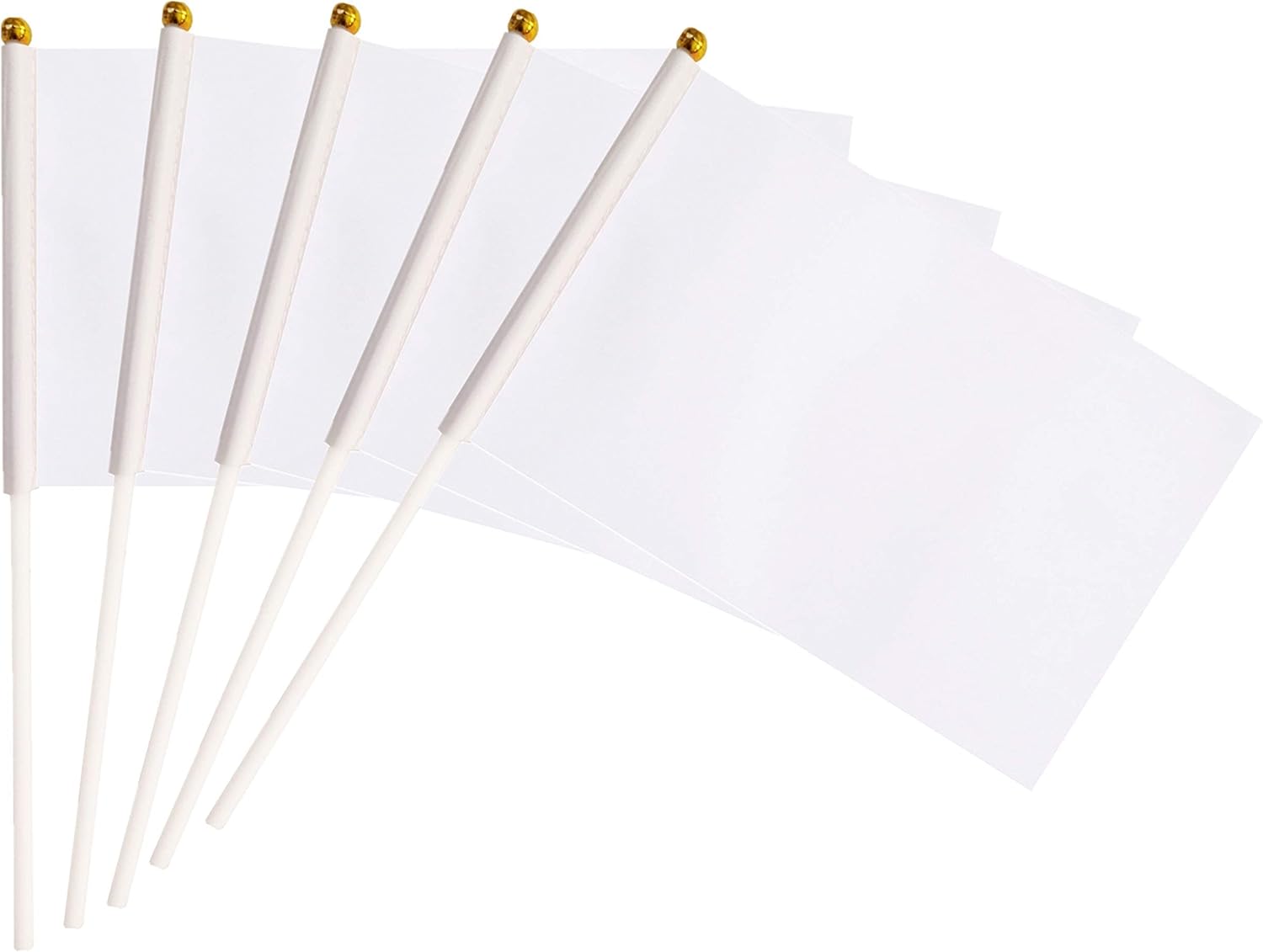 Amazon.com : White Stick Flags,50 Pack Hand Held Small Mini Solid Flag ...