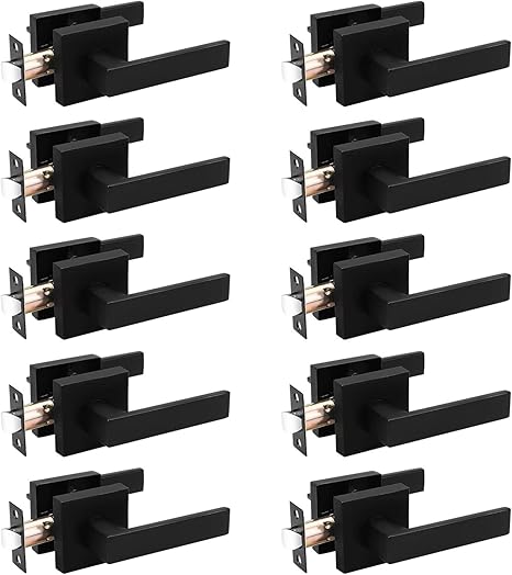 Probrico 10 Pack Square Door Lever Door Lock Handle Lockset Keyless ...