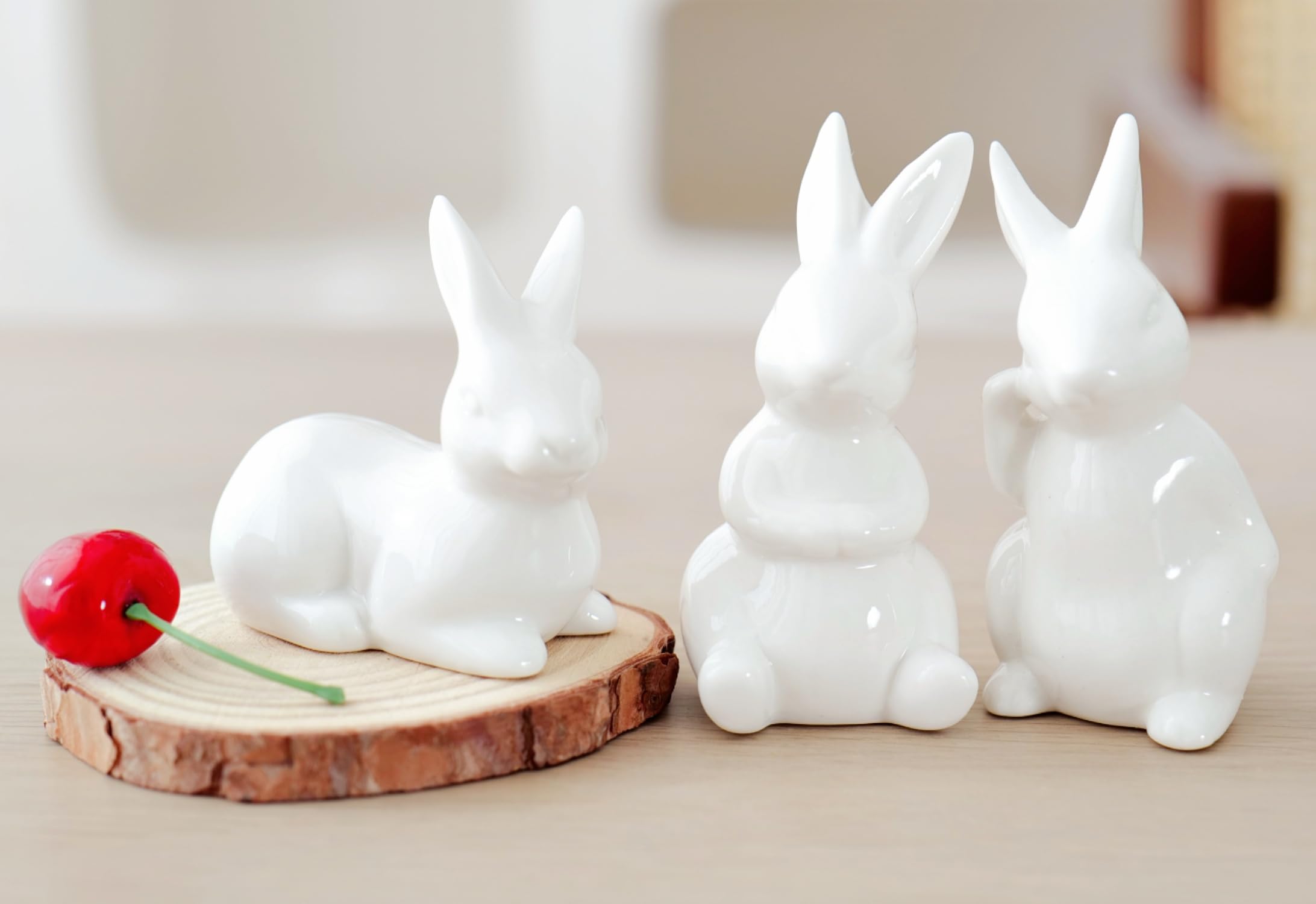 Amazon.com: EASIMECOR Ceramic Bunny Rabbits Easter Bunny Decorations ...