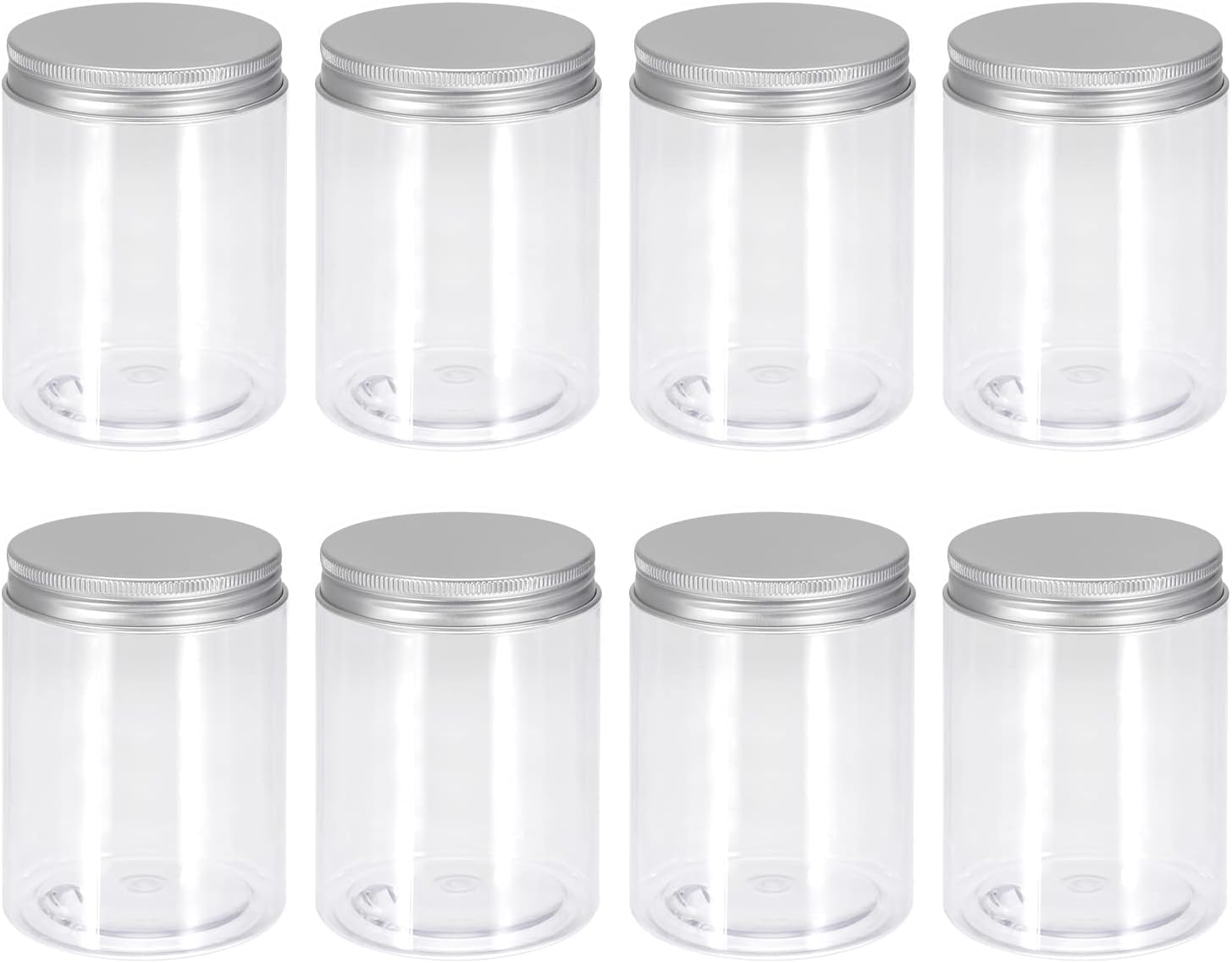 sourcing map Transparent Plastic Jars with Silver Aluminum Lid - 8Pcs ...