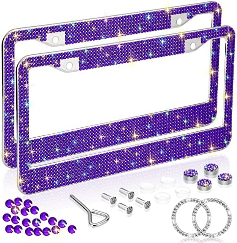 Amazon.com: Bling License Plate Frames for Women 2 Pack, Rhinestone Crystal License Plate Cover ...