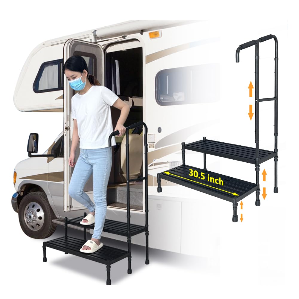 Amazon.com: RV Steps Mobile Home with Handrail, 2 Step Stool with ...