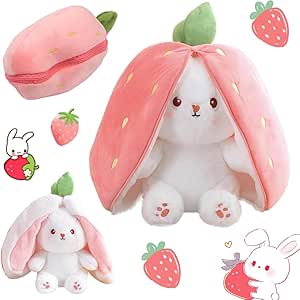 AMERTEER Strawberry Rabbit Plush Toy Cute Transformed rabbit Doll Fruit ...