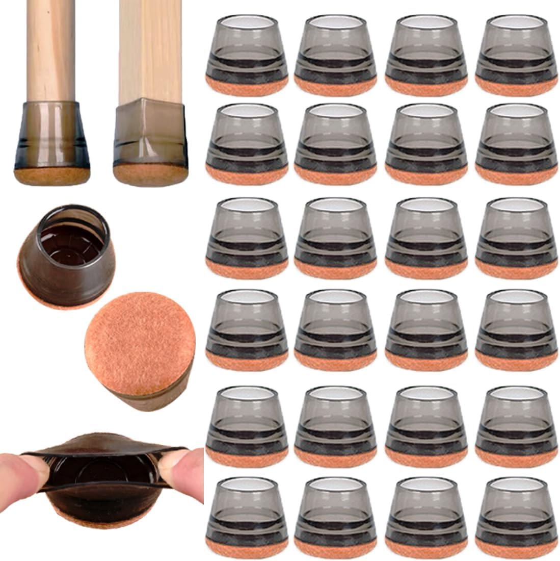 24PCS KDYOFNI Chair Leg Floor Protectors, Silicone Furniture Feet Leg ...