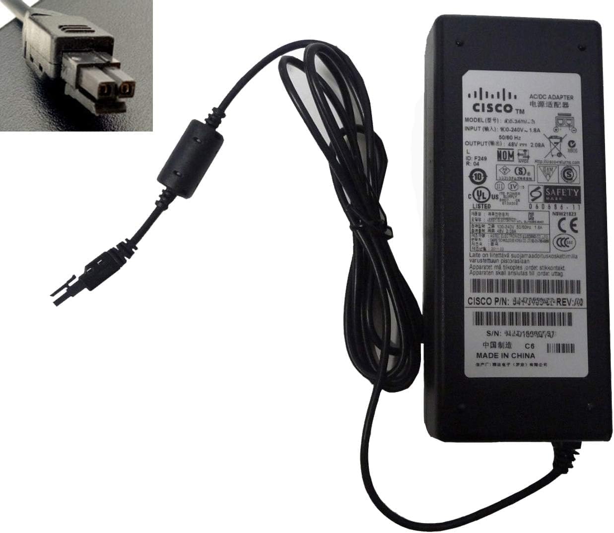 Amazon.com : OEM 2-Prong 48V 2.08A UL AC/DC Adapter for Cisco AD10048P3 ...