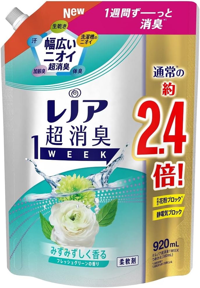 Amazon | レノア 超消臭1WEEK フレッシュグリーン 詰め替え 920ml | Procter & Gamble | 液体柔軟剤