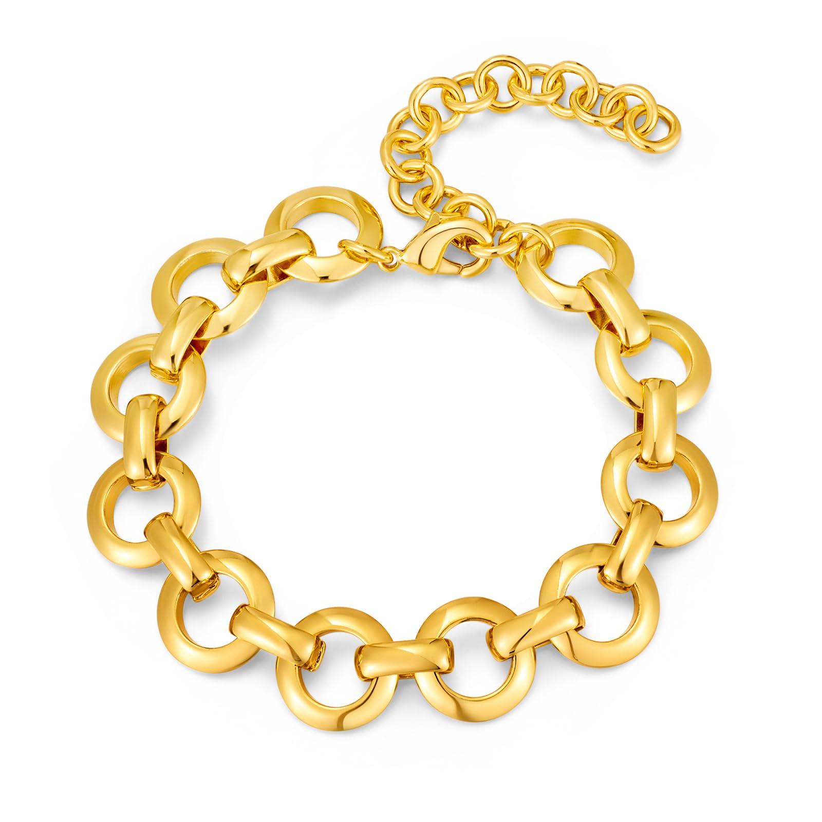 Amazon.com: AOLIMI Chunky Gold Chain Bracelets for Women Round Rolo ...