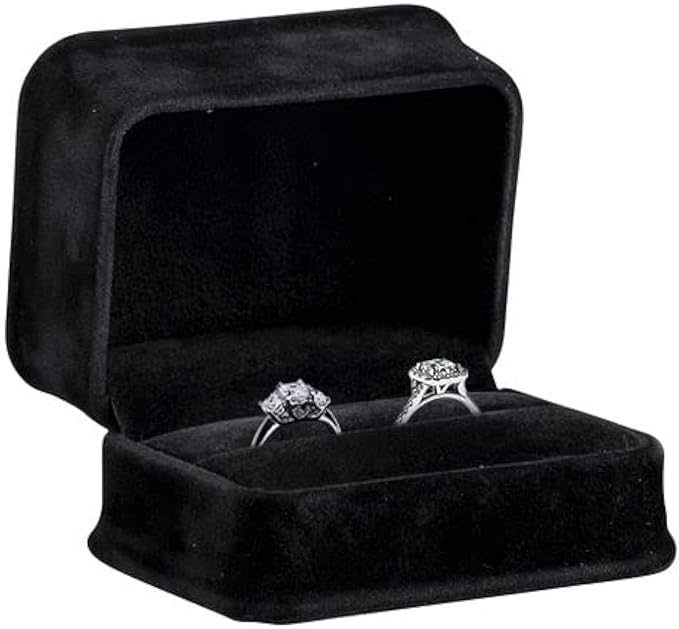 Amazon.com: Allure - Rich Suede Black Luxury Ring Box With Double Ring ...
