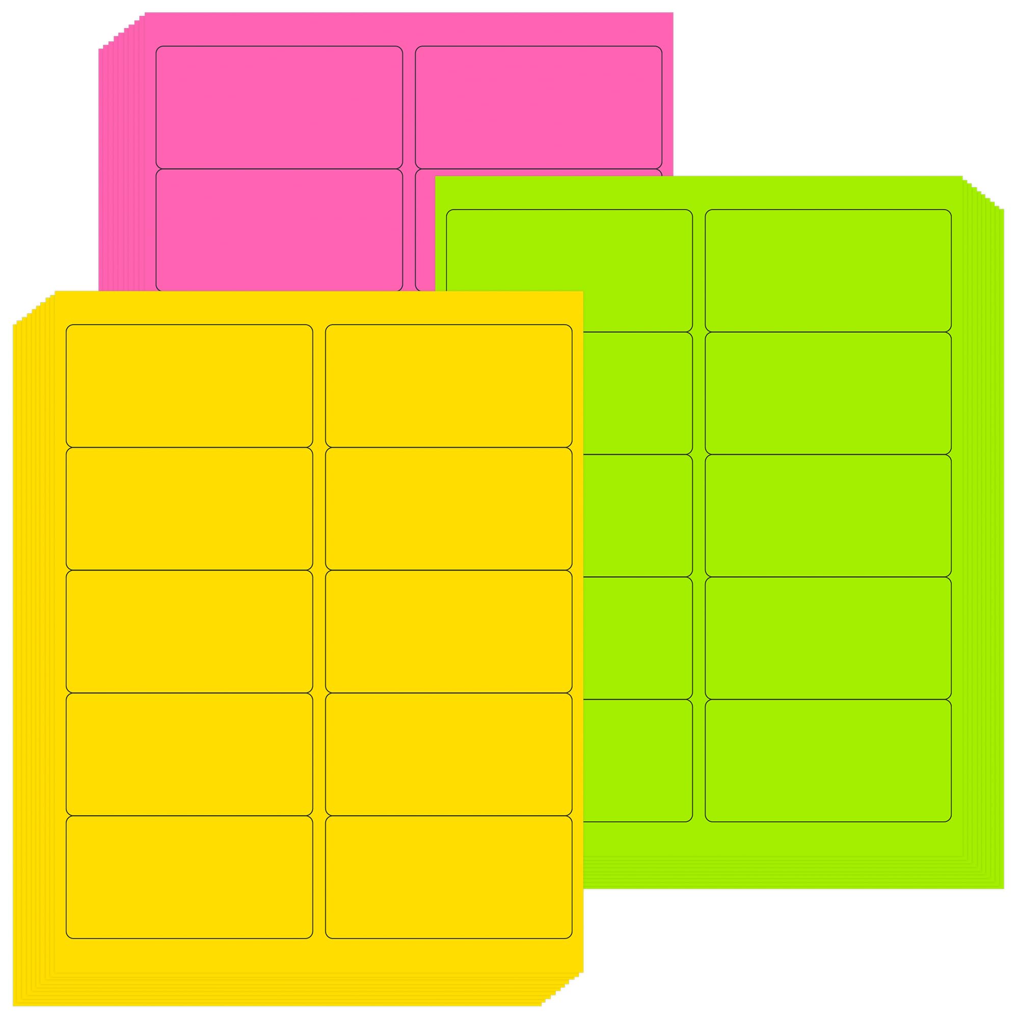 Amazon.com : L LIKED 300 Assorted Fluorescent Neon Labels, 2"X4" Bright ...