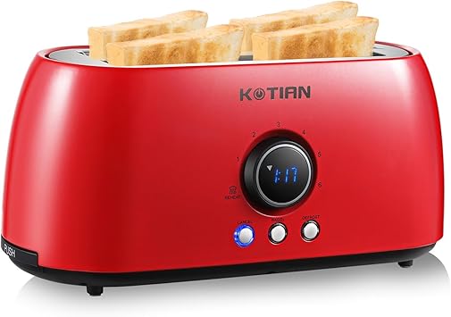 Amazon.com: Toaster 4 Slice,KOTIAN Retro Long Slot Toasters with ...