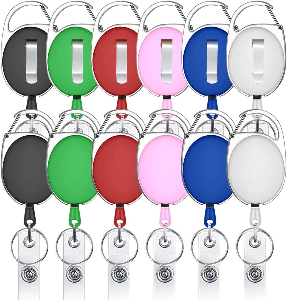 Amazon.com : Retractable Badge Holders, Viaky 12 Pack Badge Carabiner ...