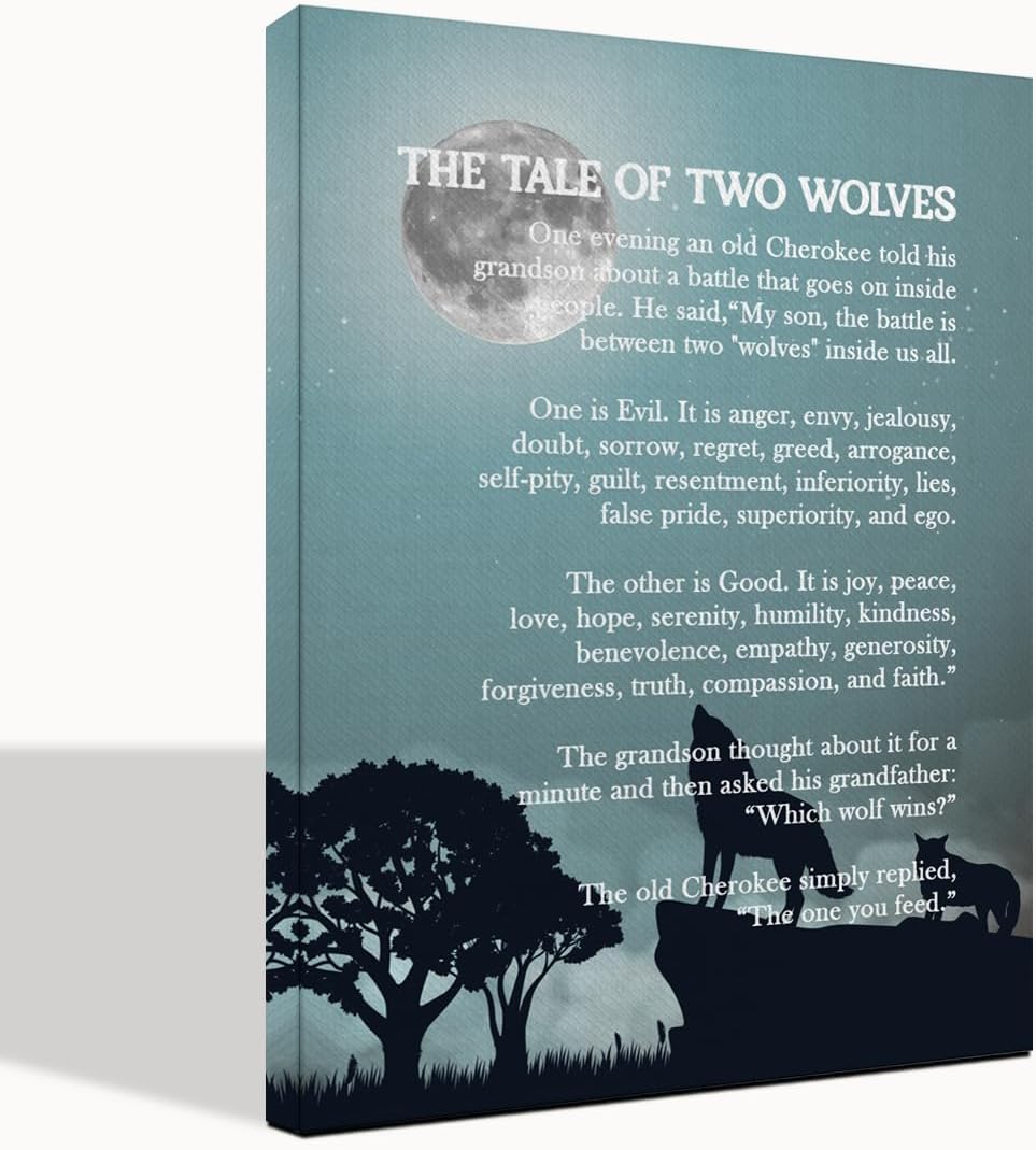 Amazon.com: Wolf Wall Art: The Tale of Two Wolves - Native American ...