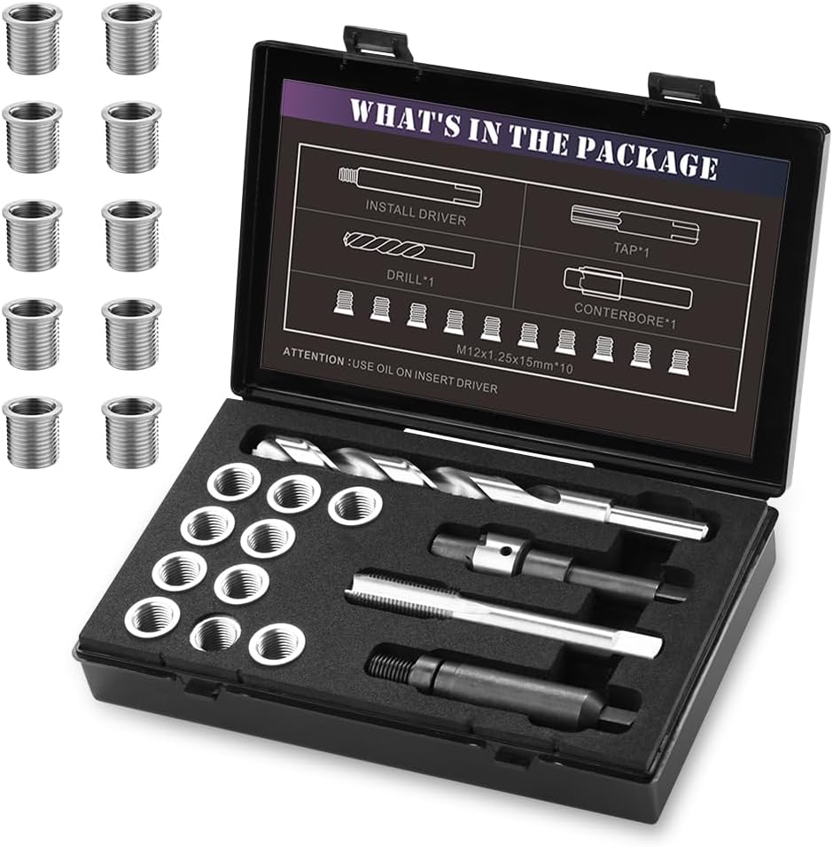 Amazon.com: SENNMONN Thread Repair Kit M12X1.25, with Tap,Counterbore ...